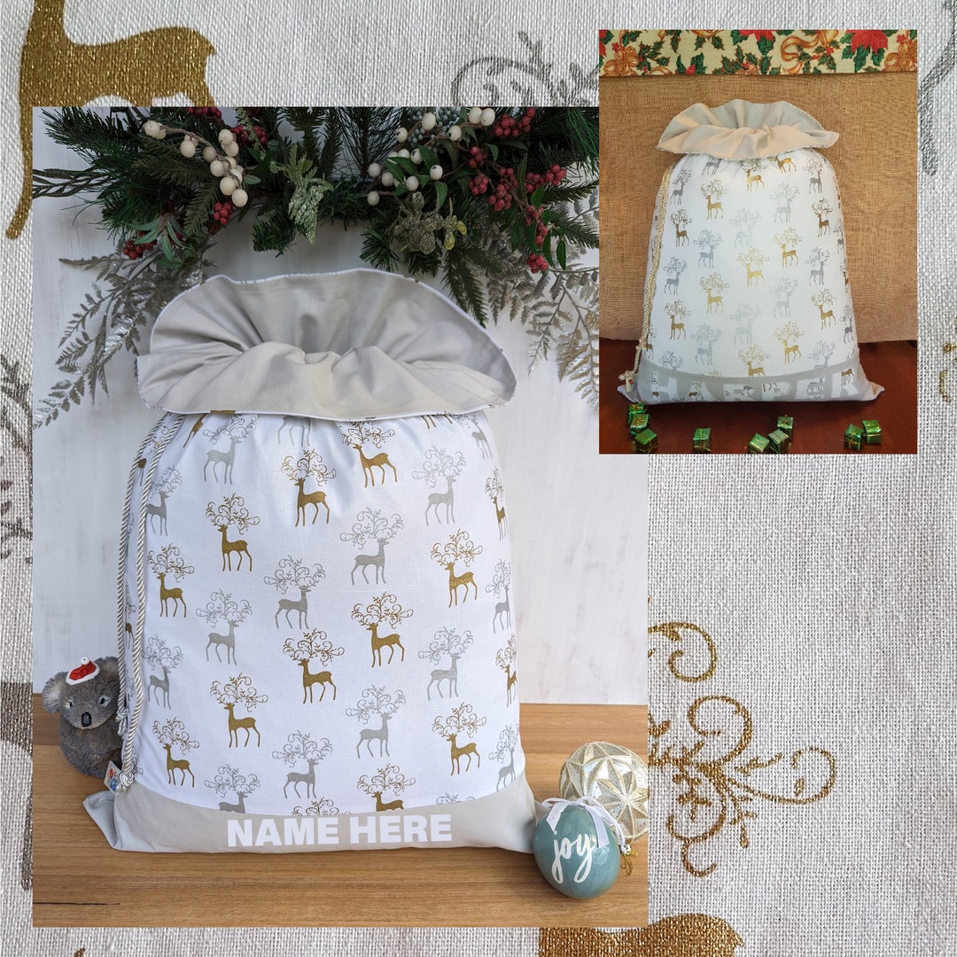 Filigree Reindeers Santa Sack Saco de Santa hecho a mano grande ...