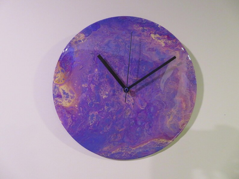 Acrylic Pour and Resin Clock Wall Clock Recycled Vinyl - Etsy