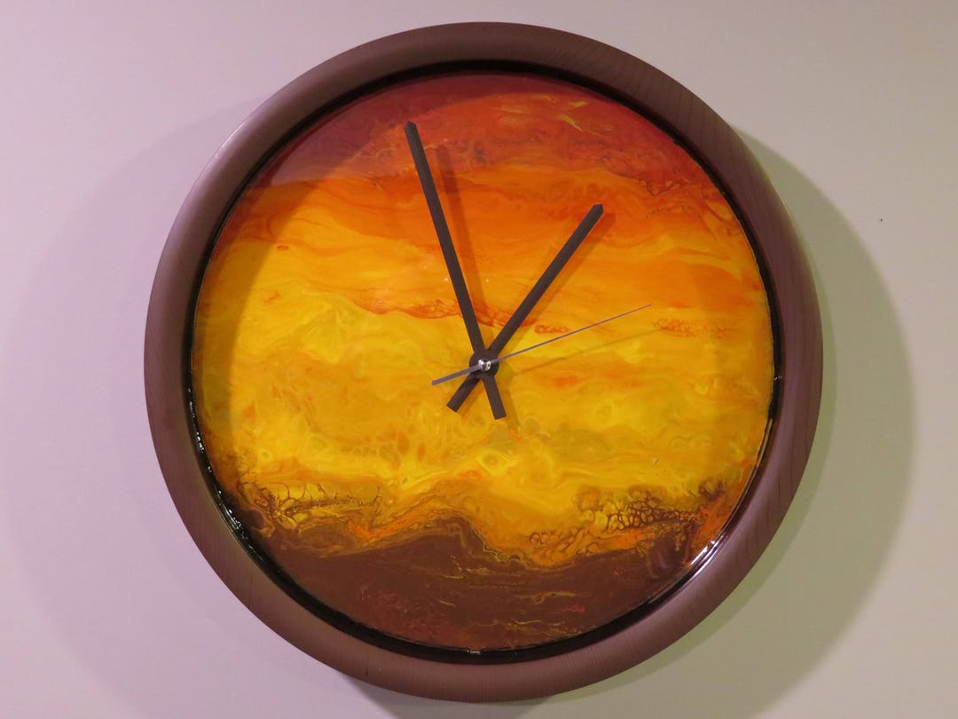 Acrylic Pour, Resin Clock, Framed Clock, Wall Clock, Recycled Acrylic ...