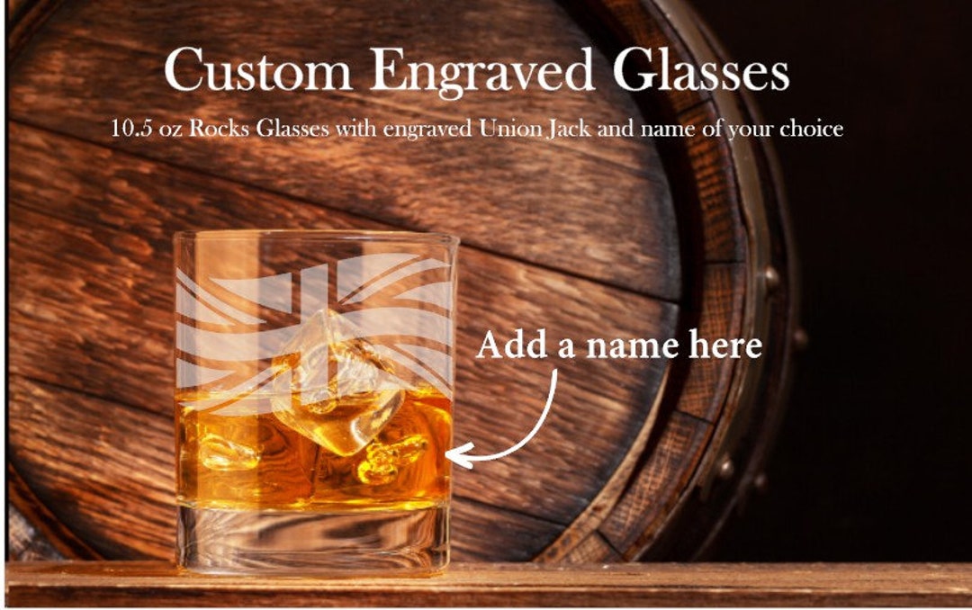 Personalized Union Jack Rocks Glasses; British Flag Engraved Glasses - Etsy
