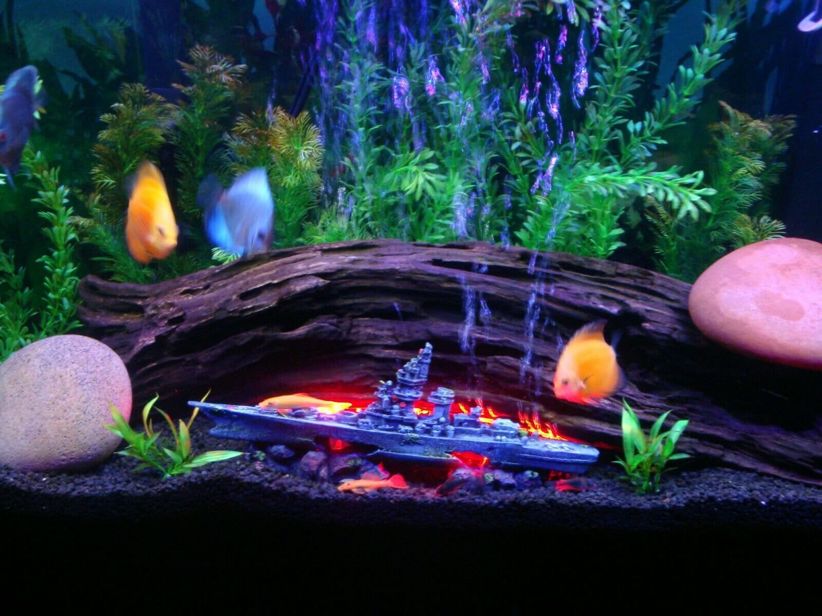 Lot of (2) 13.5" Penn Plax Sunken Battleship Aquarium Ornament. 13.5" L ...