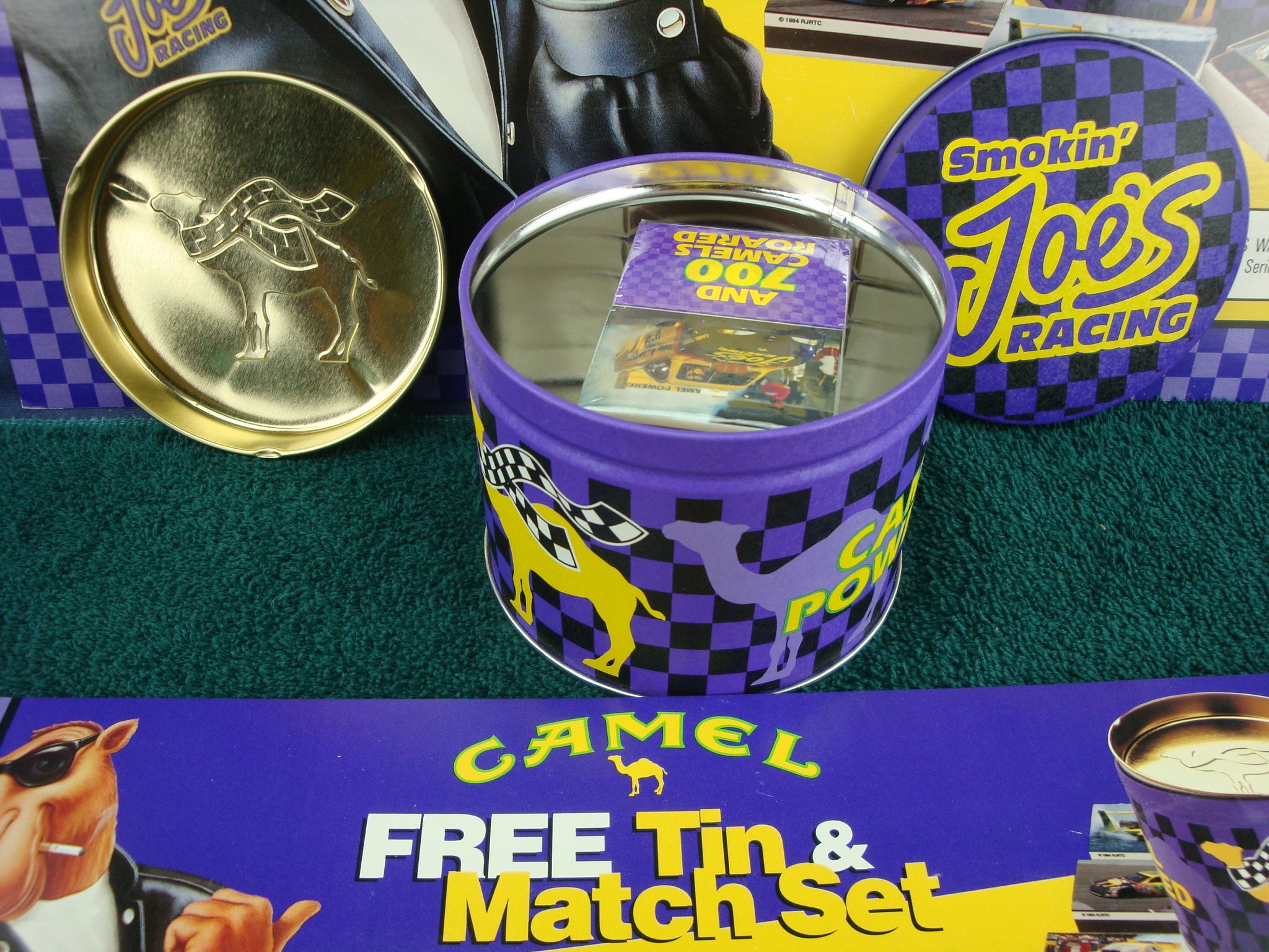 Vintage 1994 JOE CAMEL Matchbox Tin With 10 NASCAR Illustrated Boxes of ...