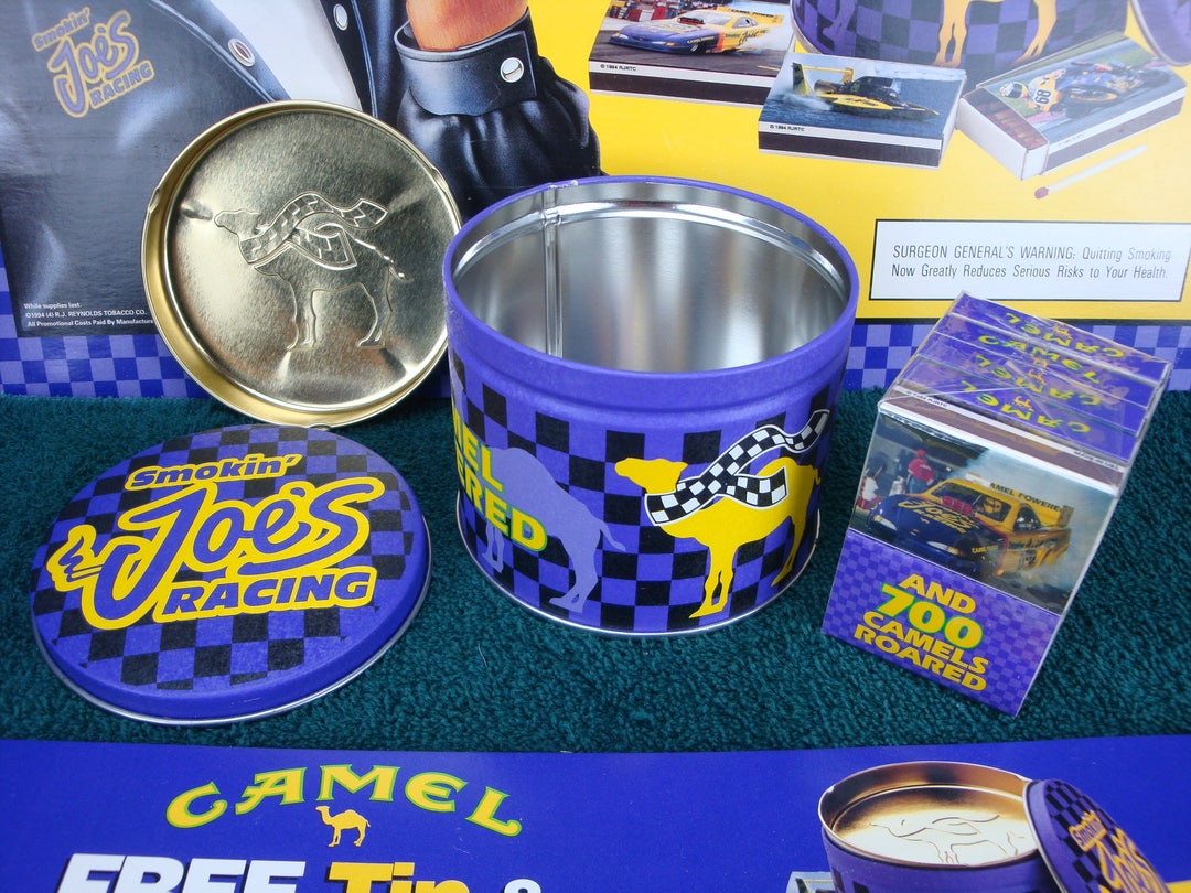 Vintage 1994 JOE CAMEL Matchbox Tin With 10 NASCAR Illustrated Boxes of ...