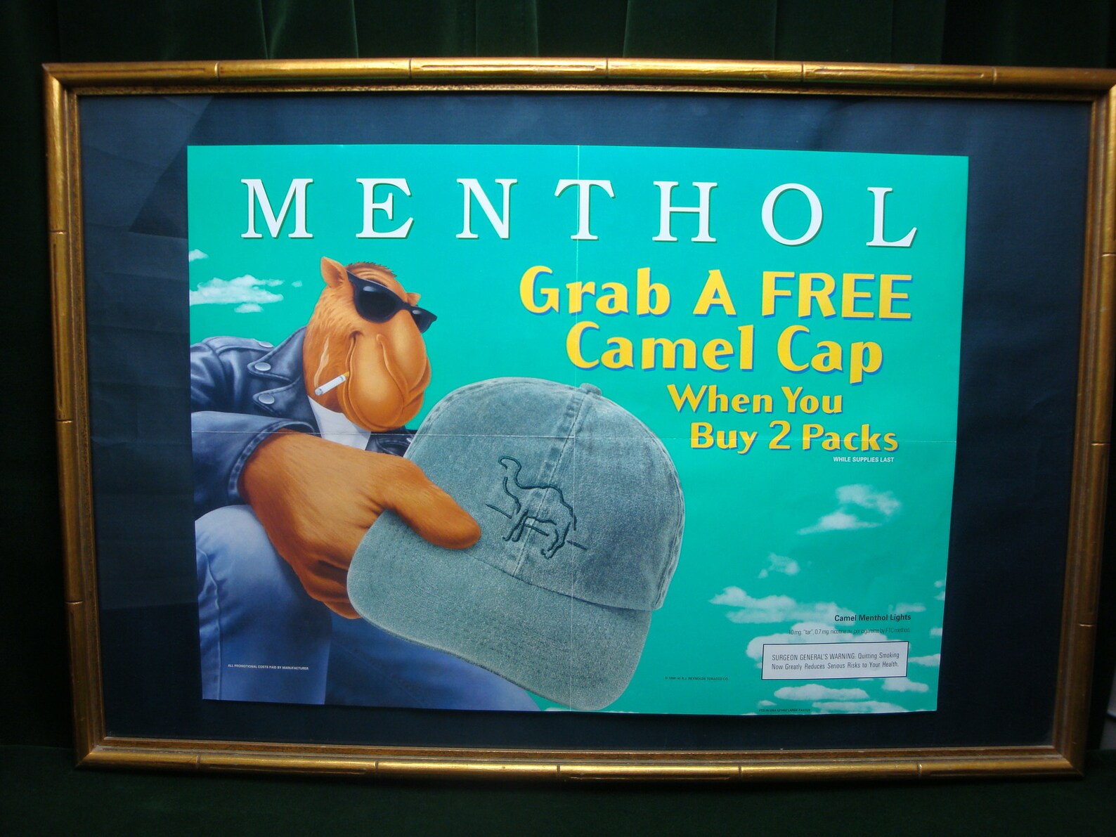 JOE CAMEL Retail Poster 24" X 18" Vintage 1996 Original, Point of Sale ...