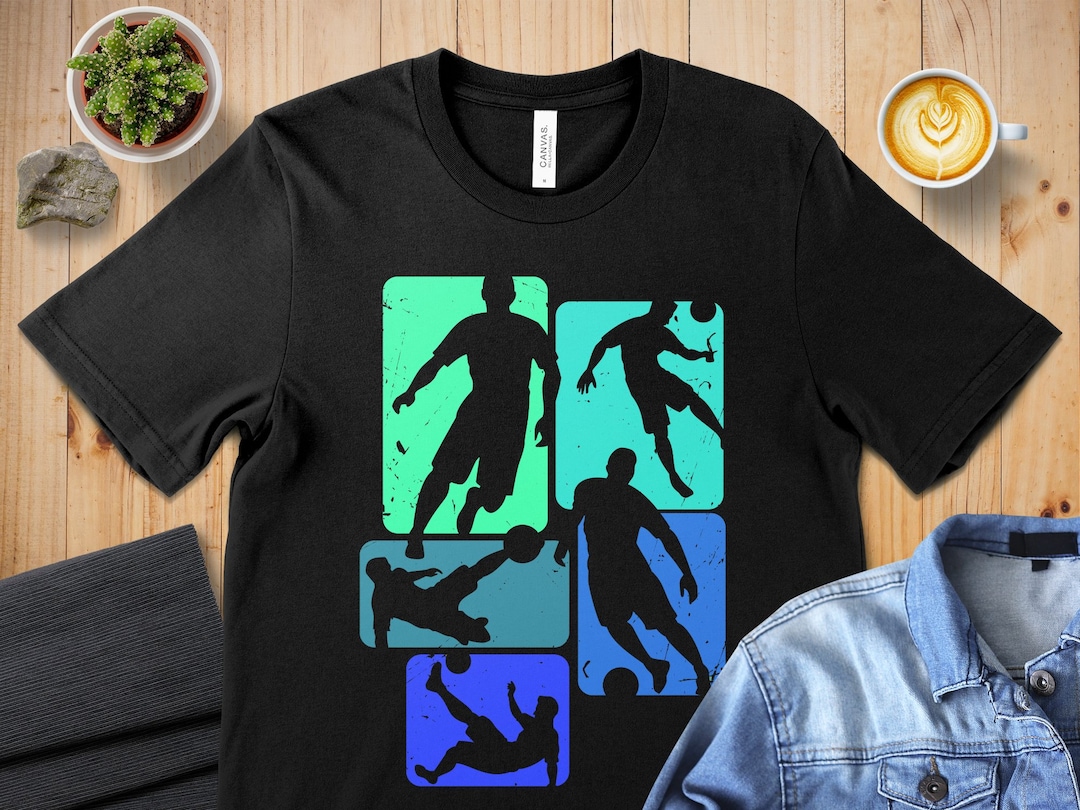 Retro Soccer Player Silhouette T-shirt, Vintage Football Fan Gift ...
