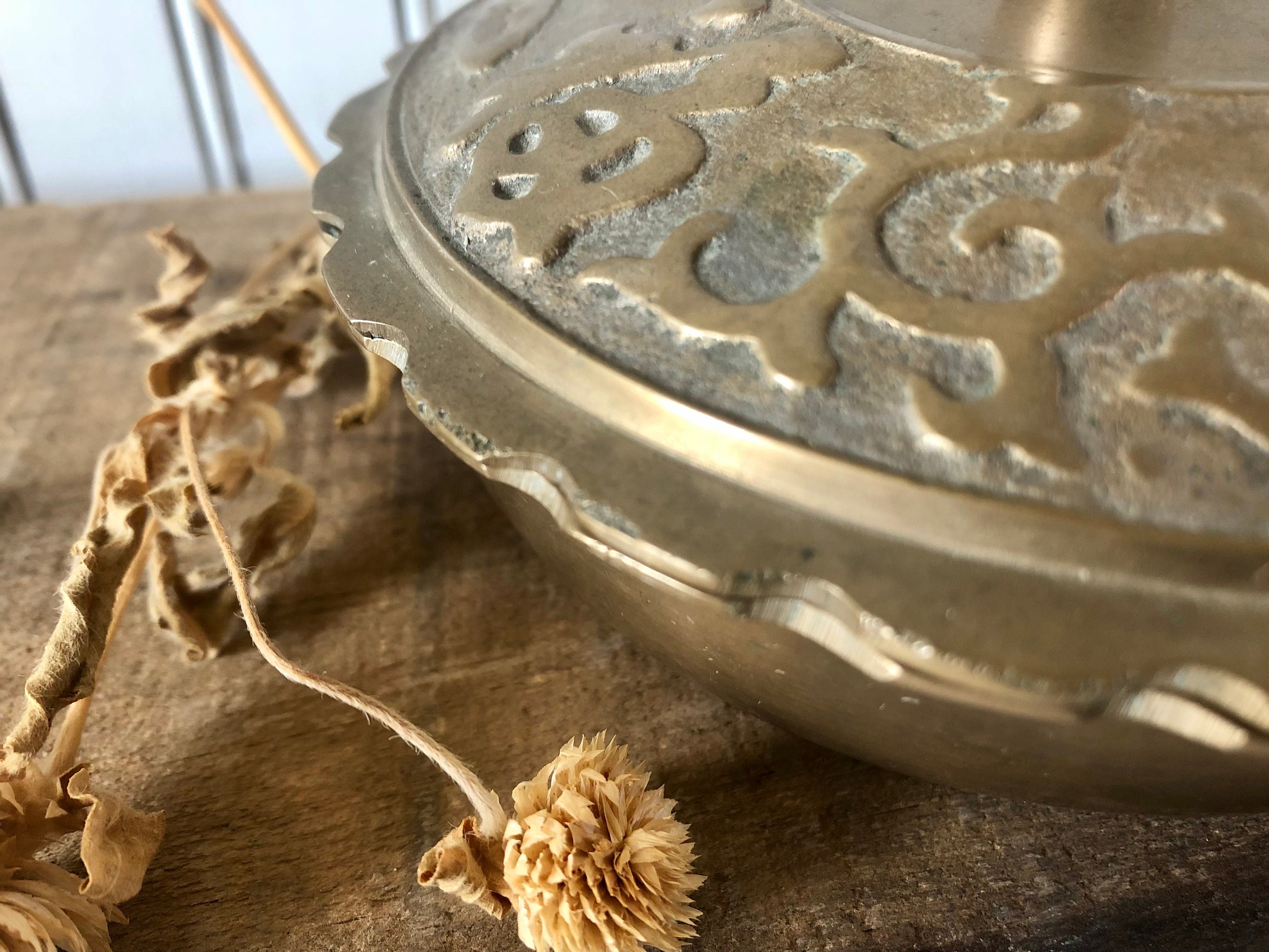 Vintage Brass Bowl With Lid - Asian Brass Home Decor - Etsy