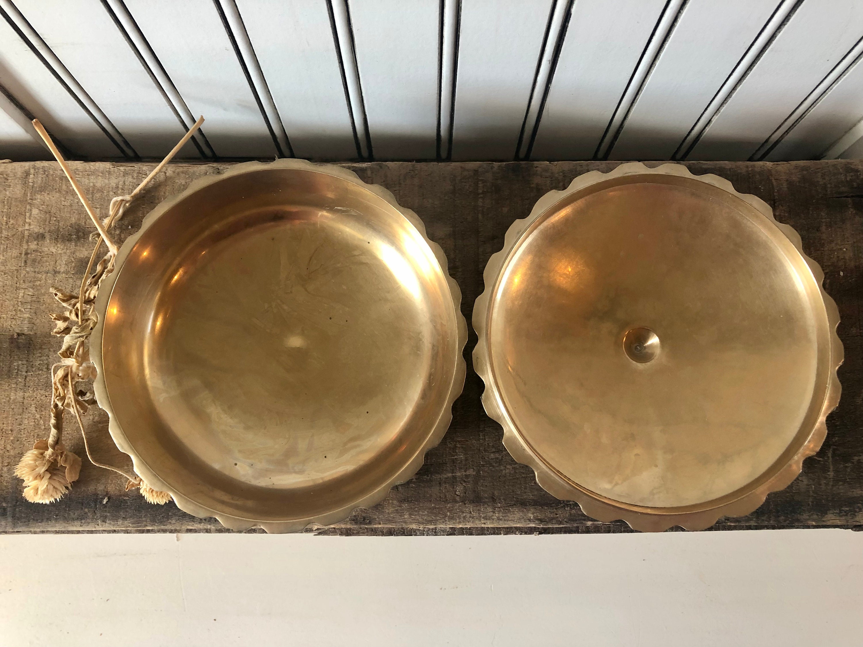 Vintage Brass Bowl With Lid - Asian Brass Home Decor - Etsy