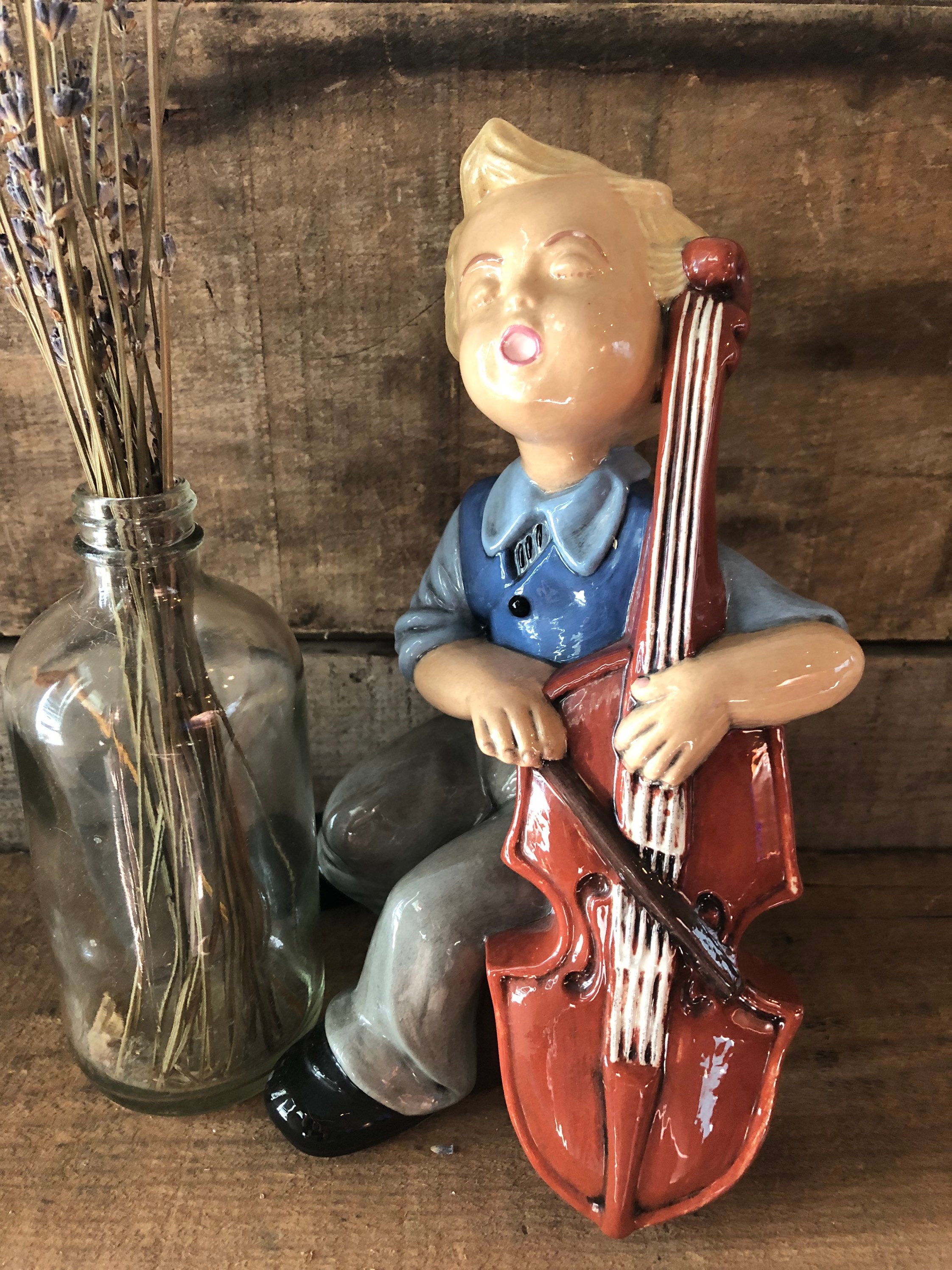 Vintage Ceramic Boy Playing Cello Statuette Boy Cellist Figurine ...