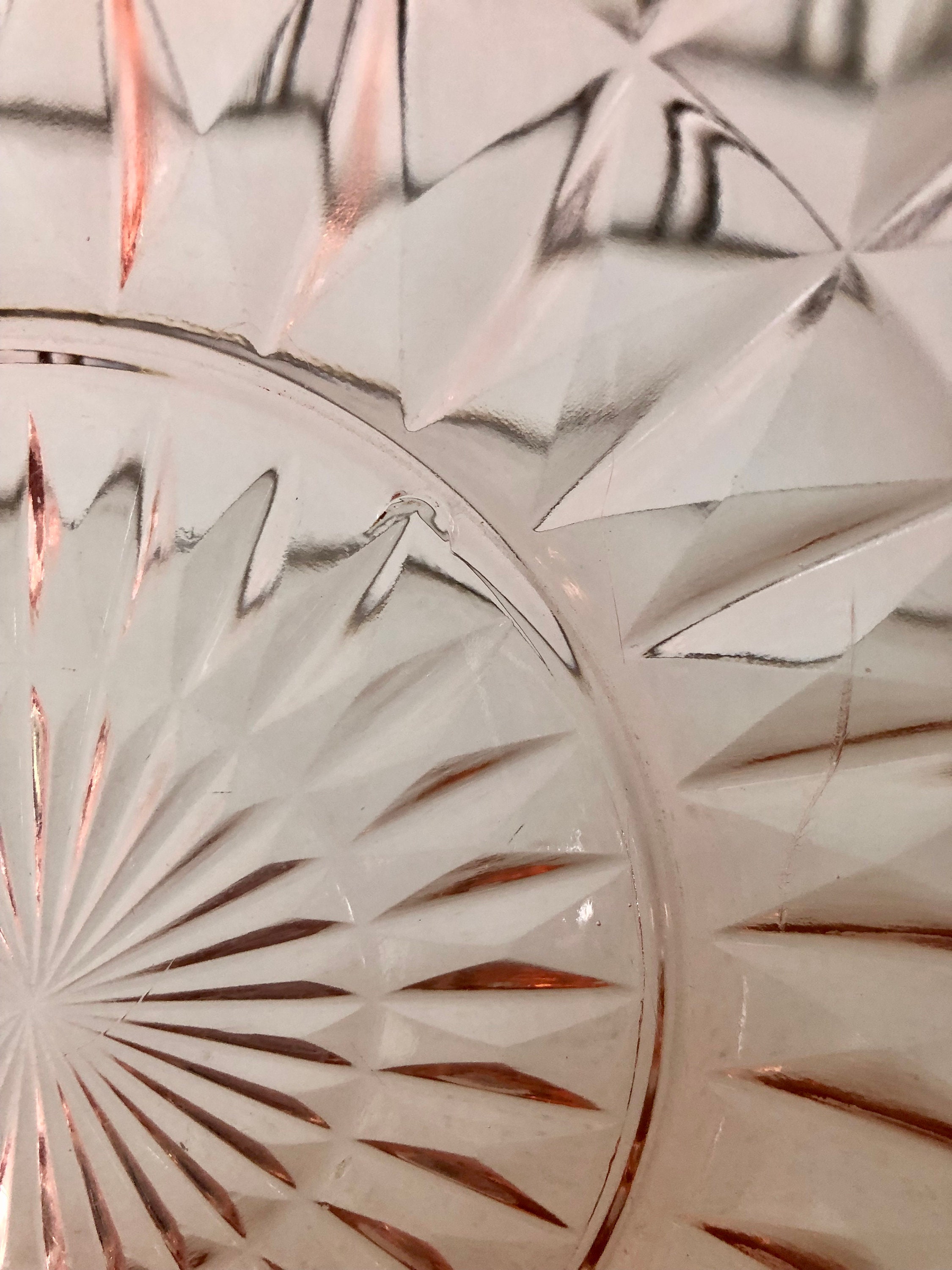 Vintage Pink Glass Diamond Pattern Serving Bowl With Handles, 10-inch ...