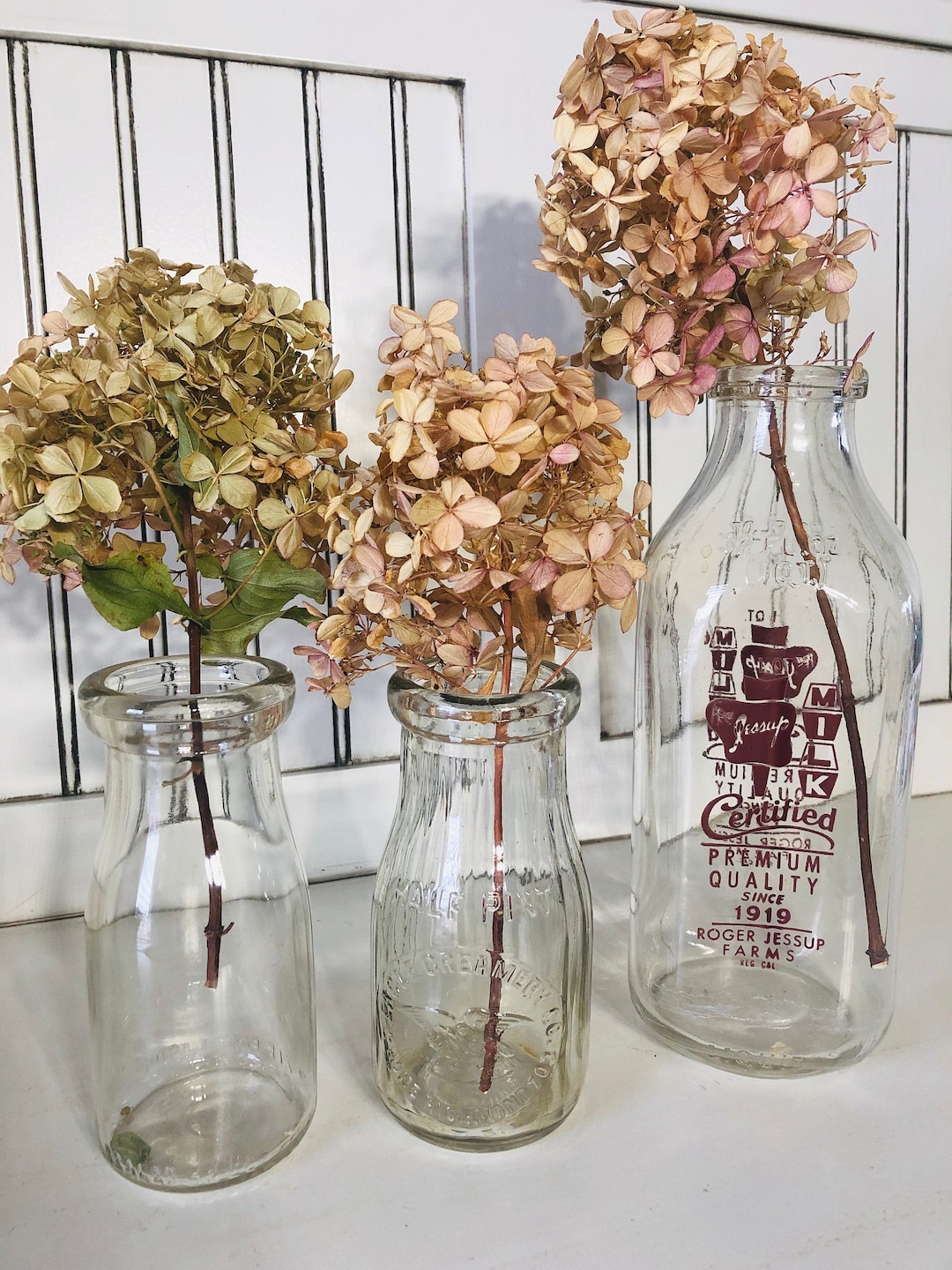 Vintage (lot of 3) Milk Bottles - Rustic Farmhouse, Country Kitchen ...