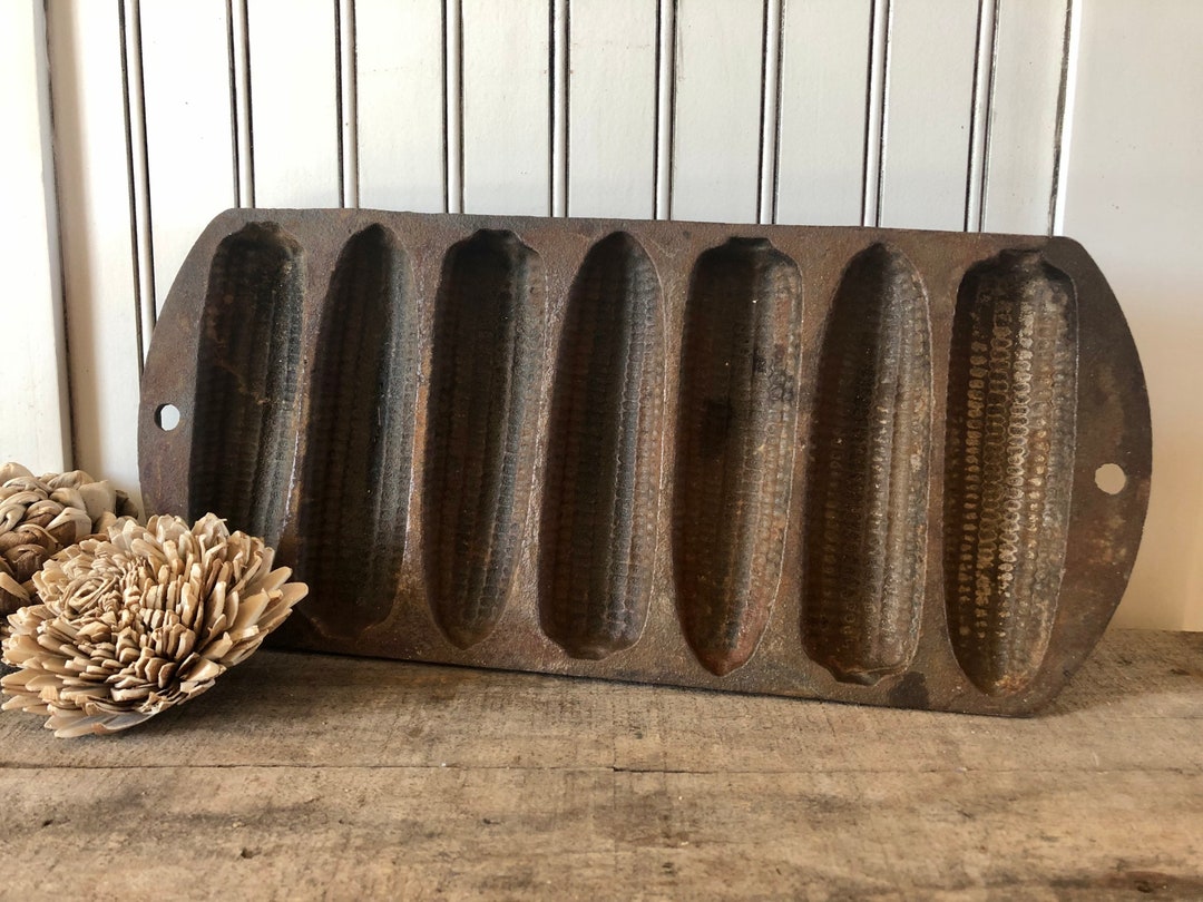 Vintage Cast Iron Cornbread Pan - Corn Sticks Form - Rustic, Rusty ...