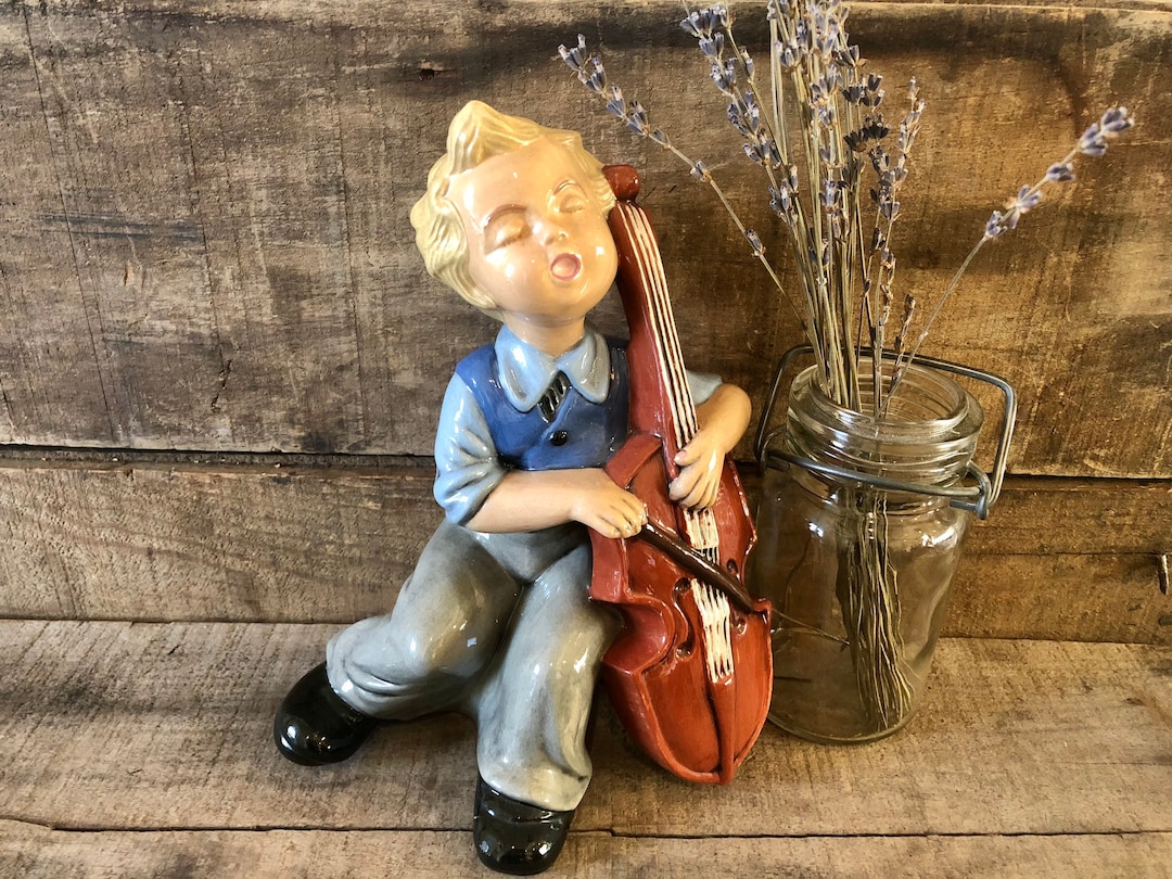 Vintage Ceramic - Boy Playing Cello Statuette - Boy Cellist Figurine ...