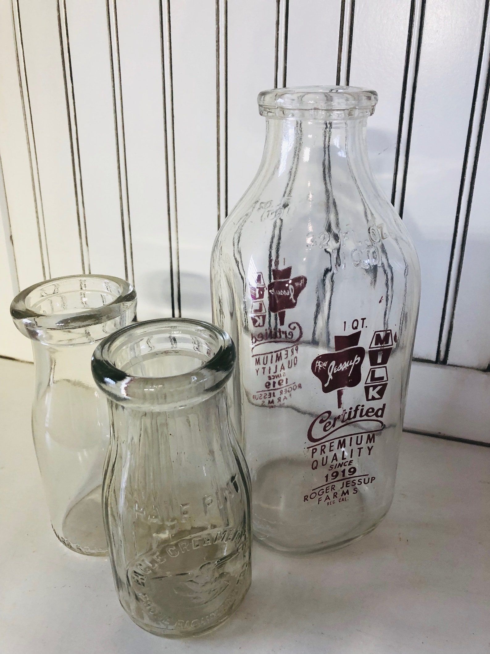 Vintage (lot of 3) Milk Bottles - Rustic Farmhouse, Country Kitchen ...