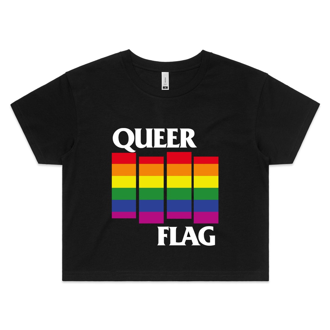 Queer Flag Crop Tee LGBTQIA, Punk Rock, Queer Pride - Etsy