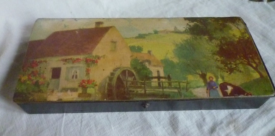 Old Pencil Box Boiled Cardboard Chromolithography Country Decor - Old ...
