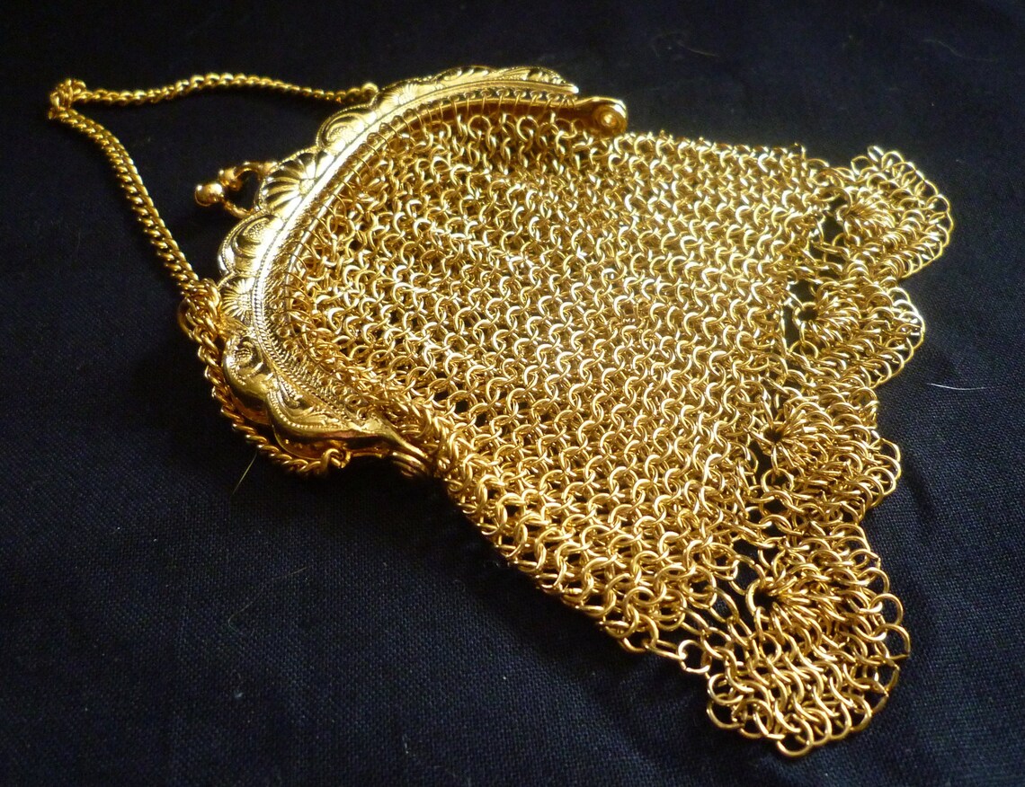 Small Gold Mesh Wallet Art Deco Gold Color 1930 Small Gold - Etsy