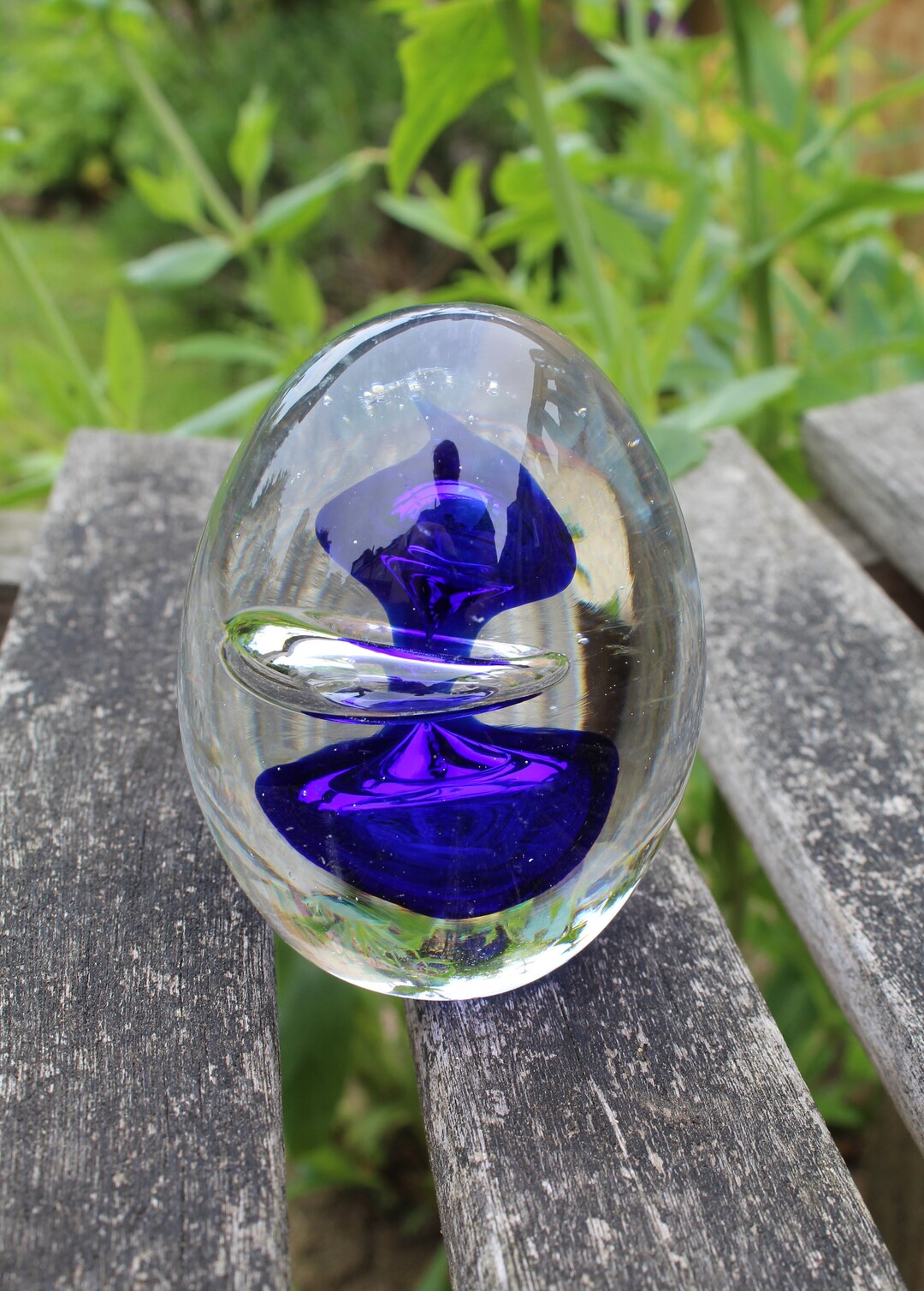 Teardrop Paperweight With Blue and Clear Bubble Design - Etsy