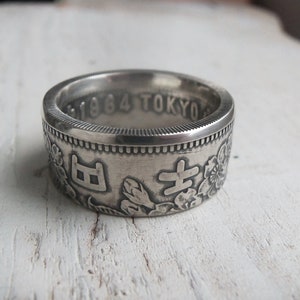 Japanese Silver Coin Ring Japan 1964 1000 Yen .925 Pure Silver Coin ...