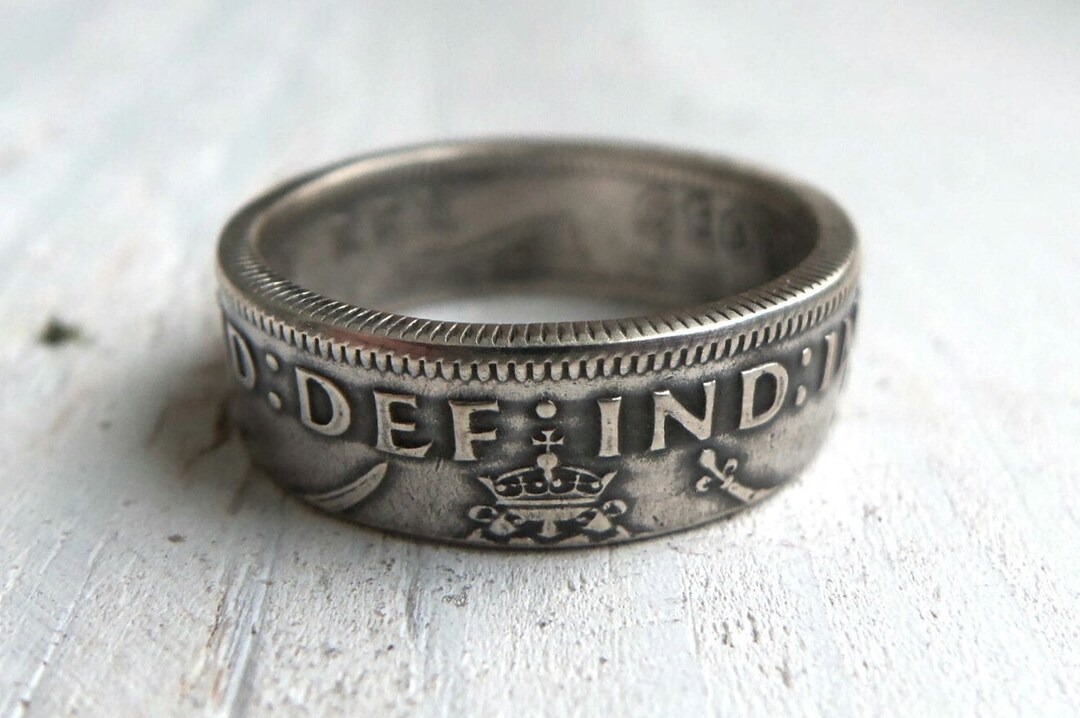 British Silver Coin Ring - British Coin Ring - Shilling Coin Ring - UK ...