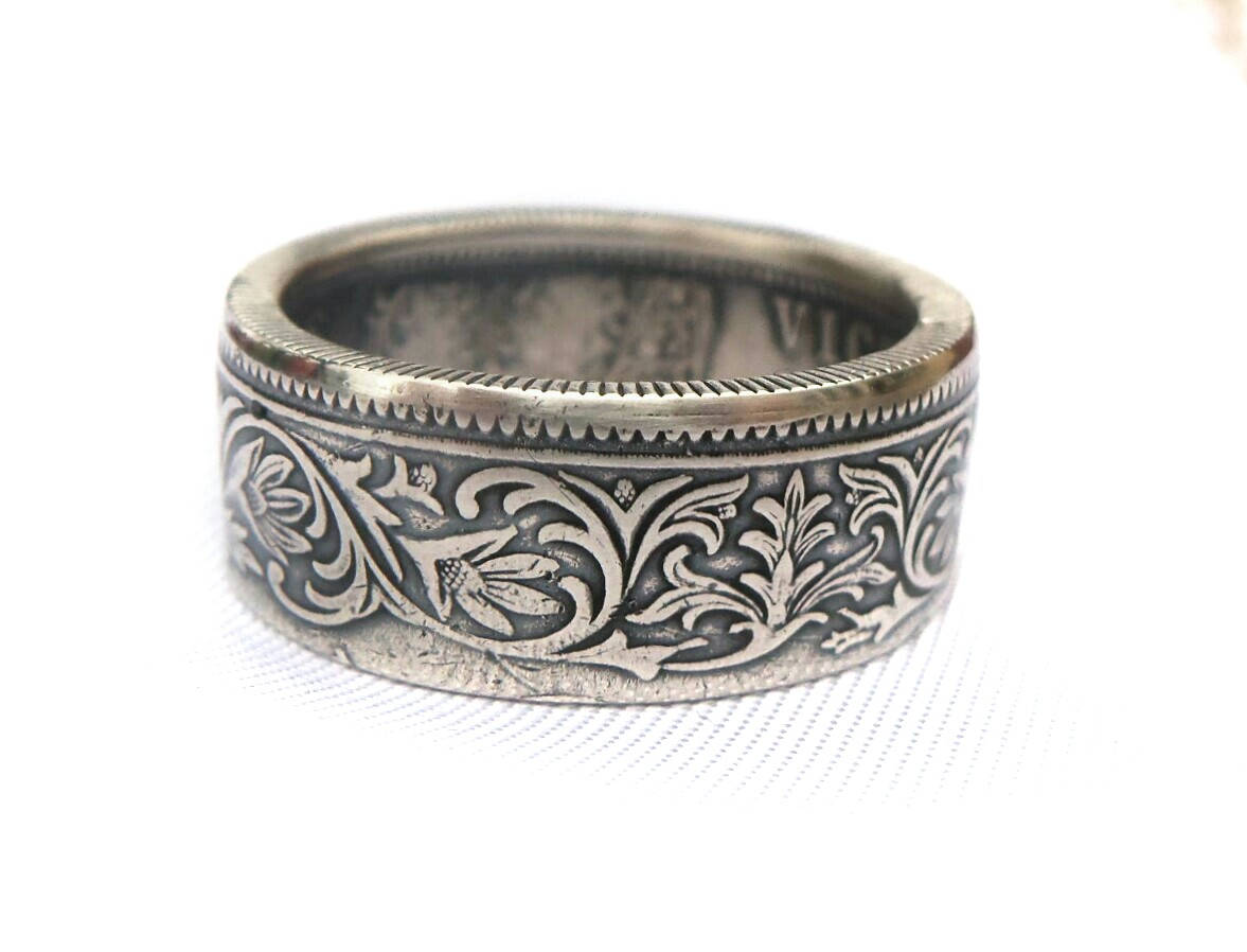 Rupee Coin Ring - India 1862 - 1901 One Rupee Coin - Silver Coin Ring ...