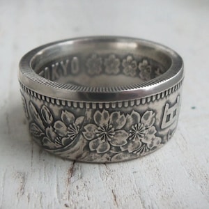 Japanese Silver Coin Ring Japan 1964 1000 Yen .925 Pure Silver Coin ...