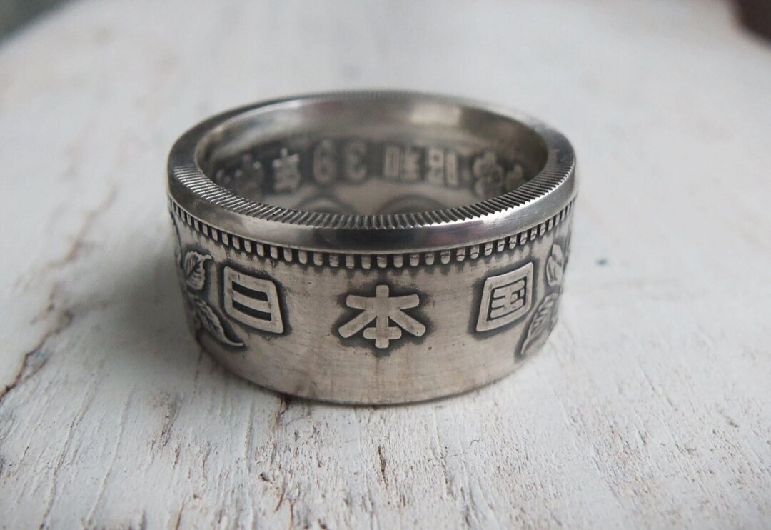 Japanese Silver Coin Ring Japan 1964 1000 Yen .925 Pure Silver Coin ...