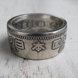 Japanese Silver Coin Ring Japan 1964 1000 Yen .925 Pure Silver Coin ...