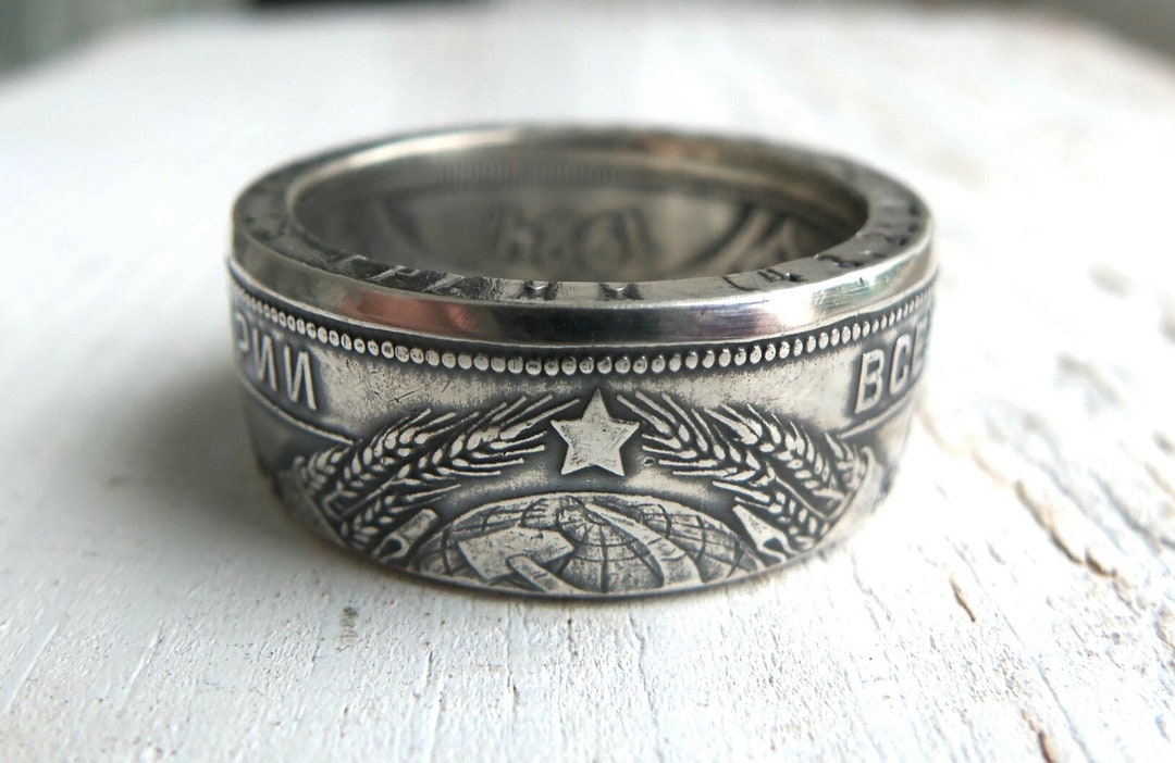 Coin Ring USSR , One Ruble 1924 - Silver Coin Ring -russian Coin Ring ...