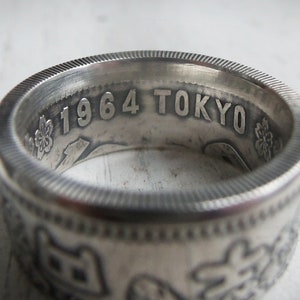 Japanese Silver Coin Ring Japan 1964 1000 Yen .925 Pure Silver Coin ...