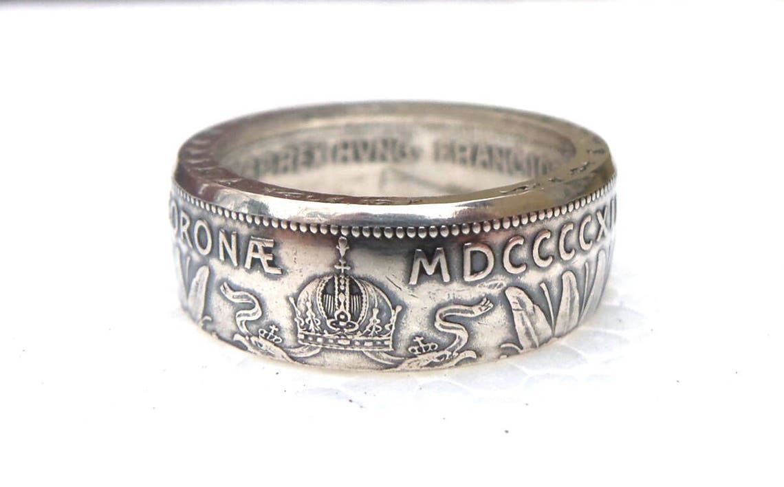 Austro-hungarian Silver Coin Ring - 2 Crowns 1912 - Silver 2 Corona ...
