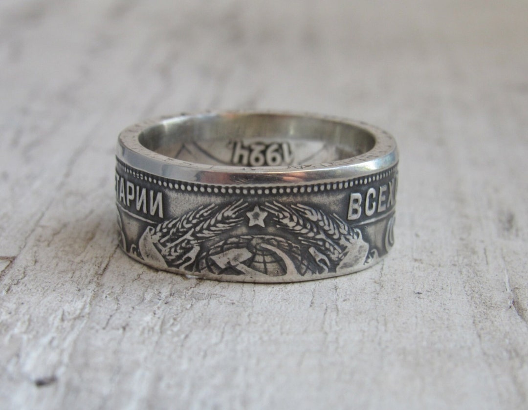 Silver Coin Ring USSR - Half Ruble USSR - Coin Ring USSR - 50 Kopeks ...