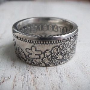 Japanese Silver Coin Ring Japan 1964 1000 Yen .925 Pure Silver Coin ...