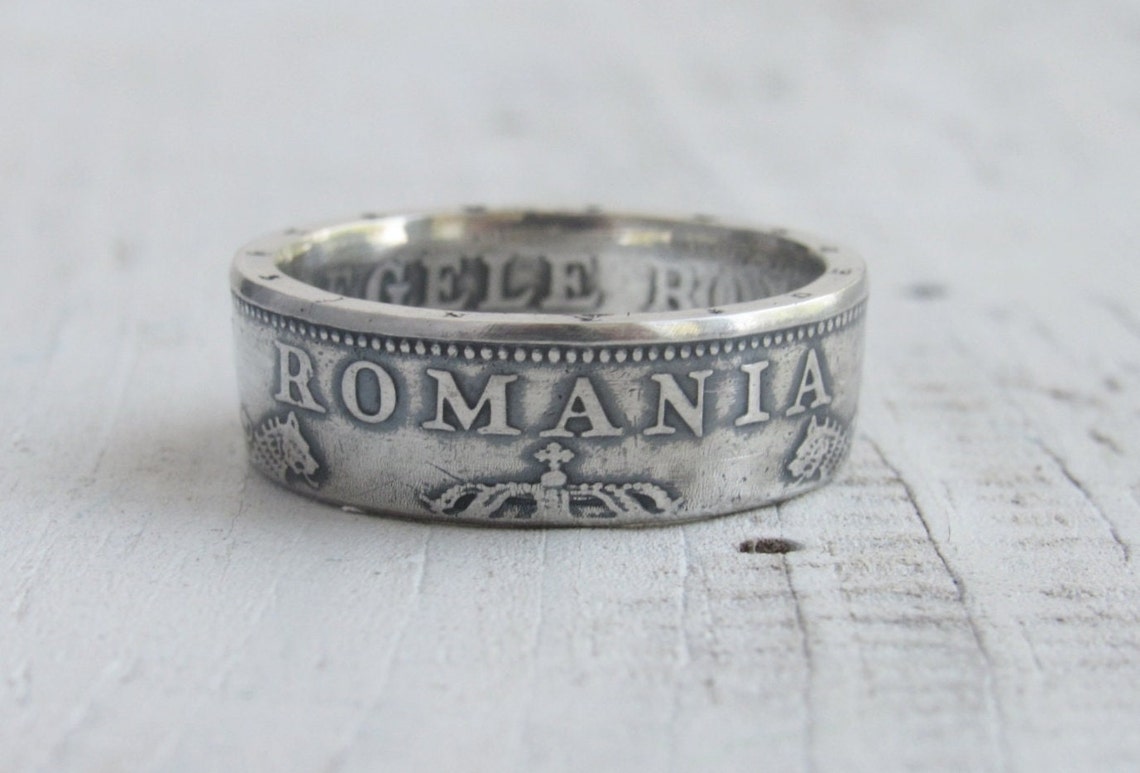 Romania Silver Coin Ring Romania Ring Made of Romanian - Etsy