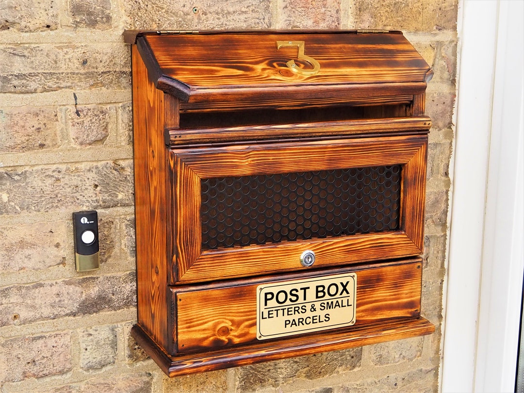 Mailbox Large, Wooden Post Box, Wall Mounted Mailbox, Handmade Letter ...