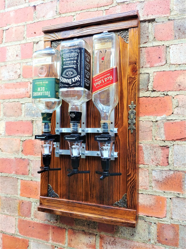 Whiskey Liquor Wall Mount Dispenser /alcohol Dispenser/ 3 Bottle Holder ...