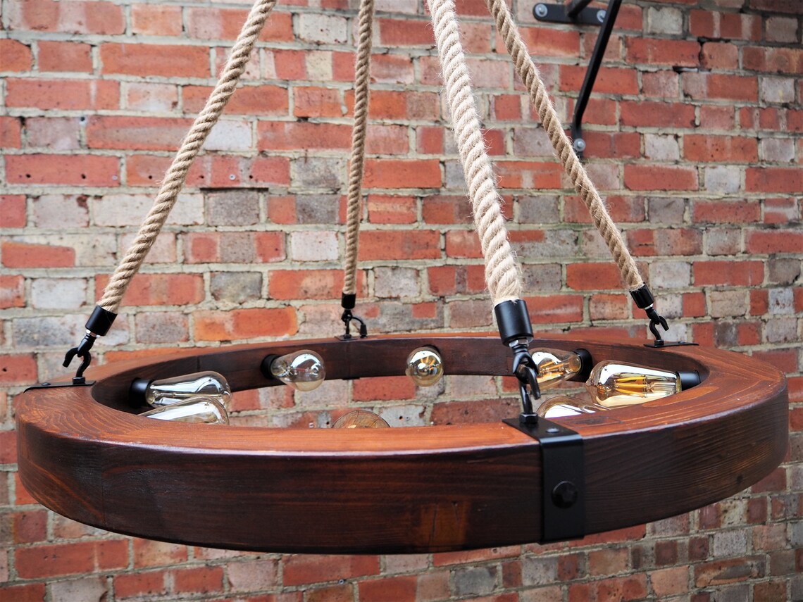 Farmhouse Wheel Chandelier / 8 Bulbs Chandelier / Rustic - Etsy