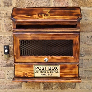 Mailbox Large, Wooden Post Box, Wall Mounted Mailbox, Handmade Letter ...