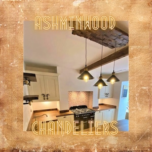 Wood Chandelier/reclaimed Wood Chandelier / Edison Triple Pendant Light ...