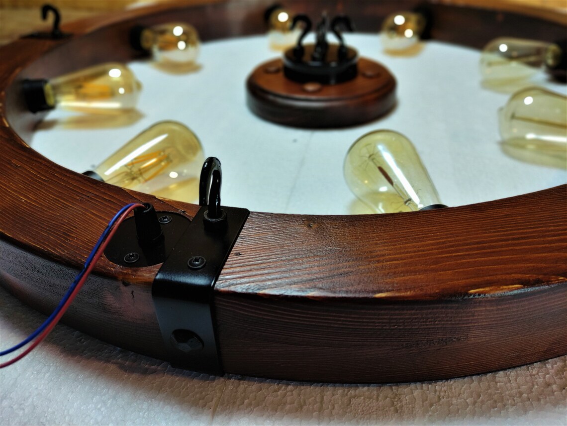 Farmhouse Wheel Chandelier / 8 Bulbs Chandelier / Rustic Pendant Light ...