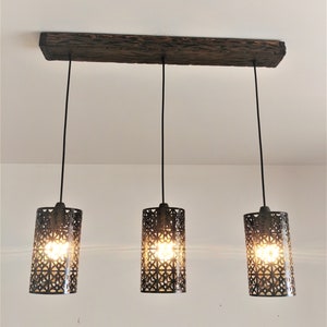Farmhouse Wood Pendant Light Fixture / 3 Pendant Lights Rustic Kitchen ...