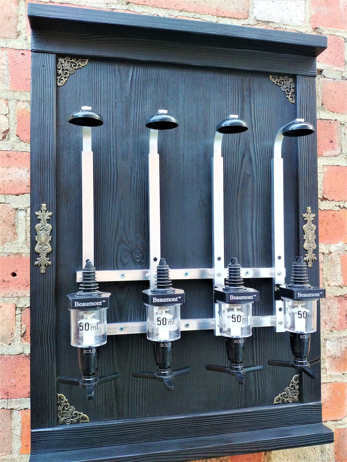 Wall Alcohol Dispenser / Wood Massive Bar/liquor Dispenser/ 4 Bottle ...