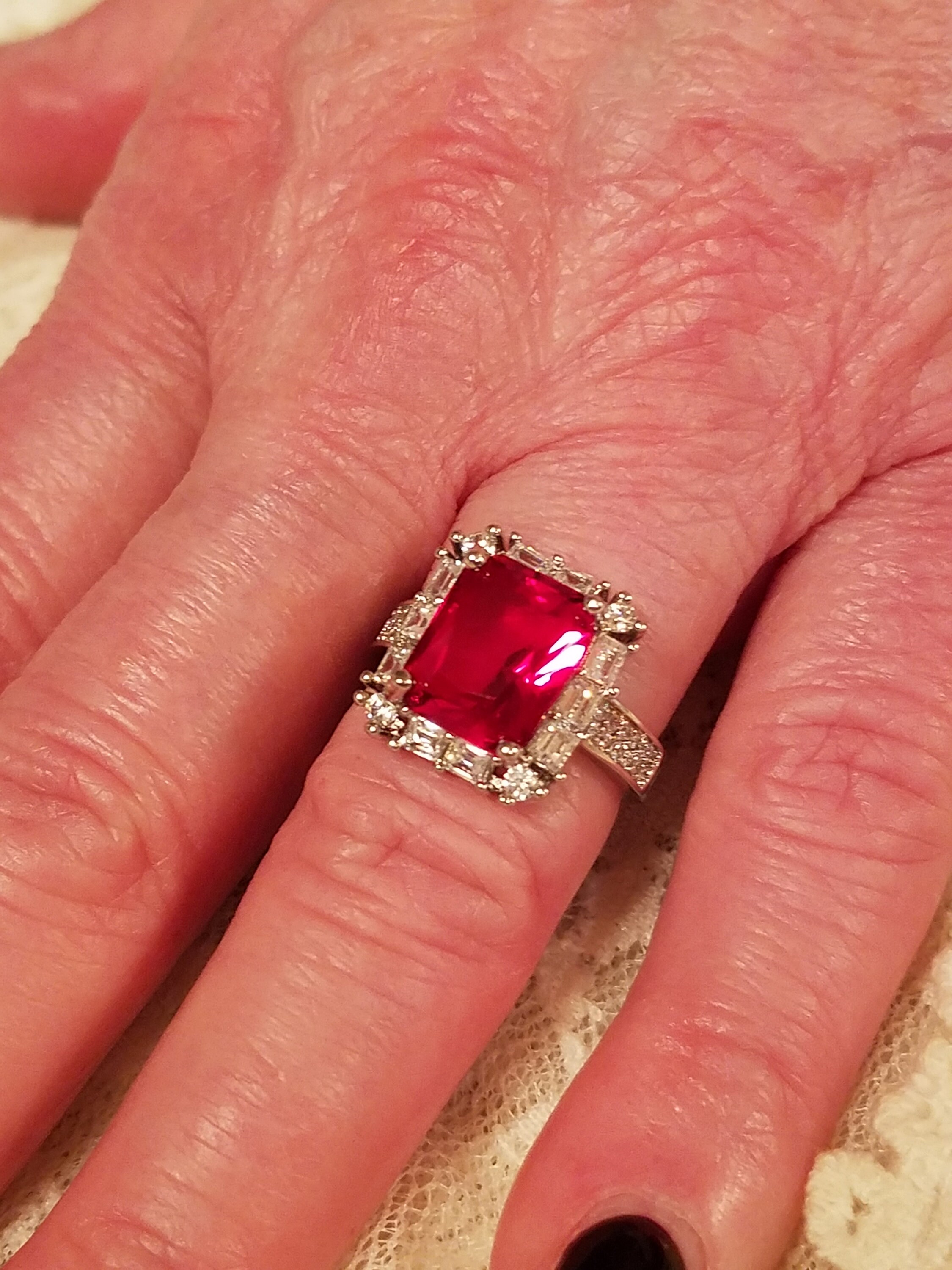 Statement Ruby Spinel & White Topaz Emerald Baguette and | Etsy