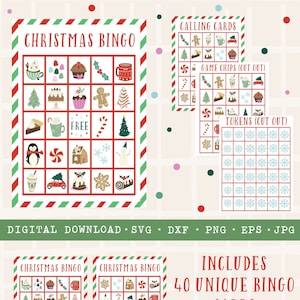 Christmas Bingo / Bingo Printable / 40 Unique Bingo Cards / Christmas ...