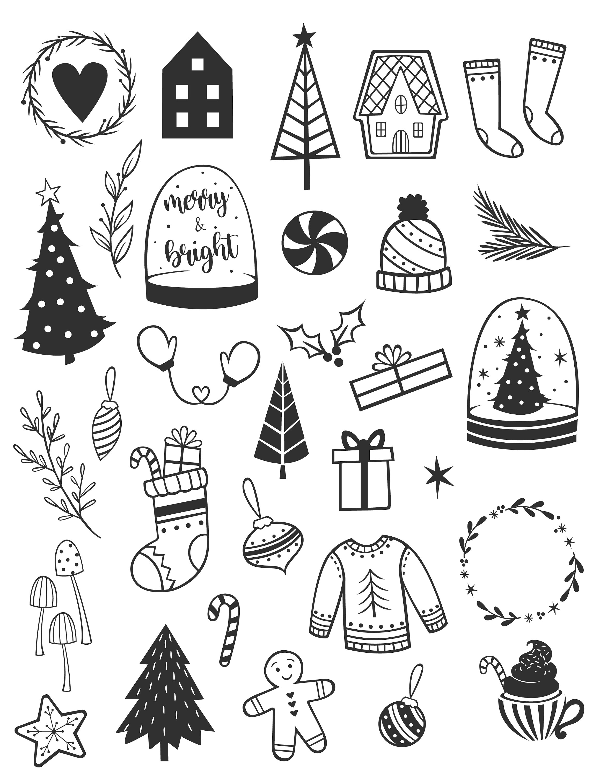 Christmas Doodles Clipart / Christmas Graphics / Cozy / Holiday Clipart ...