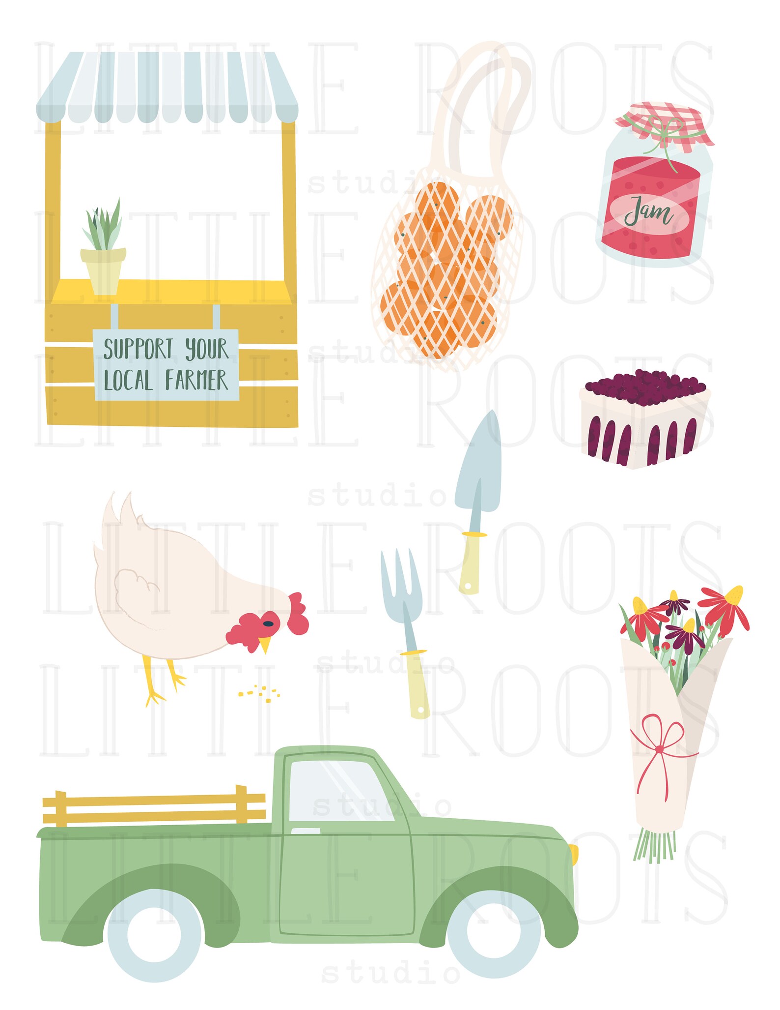 Farmer's Market / Market Clipart / Fresh Produce / Digital Download ...