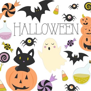 Halloween Clipart / Cute Pumpkins Clipart / Ghost Illustration ...