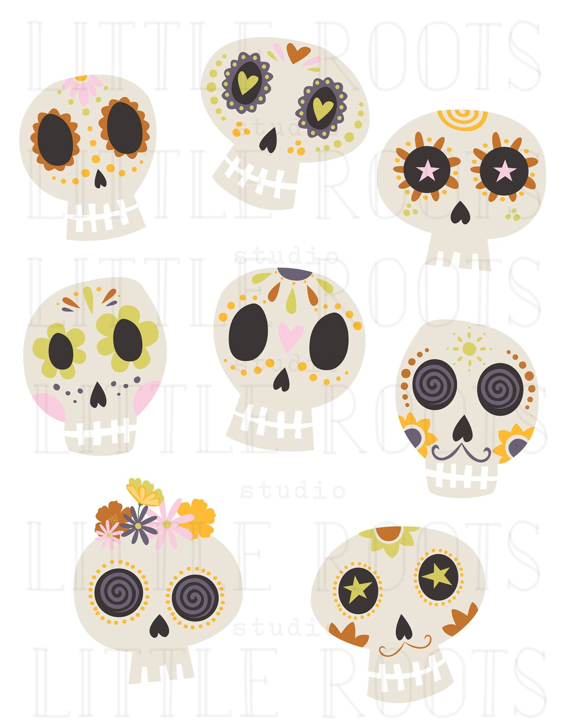 Sugar Skull Clipart / Day of the Dead / Halloween Clipart / Mexican ...