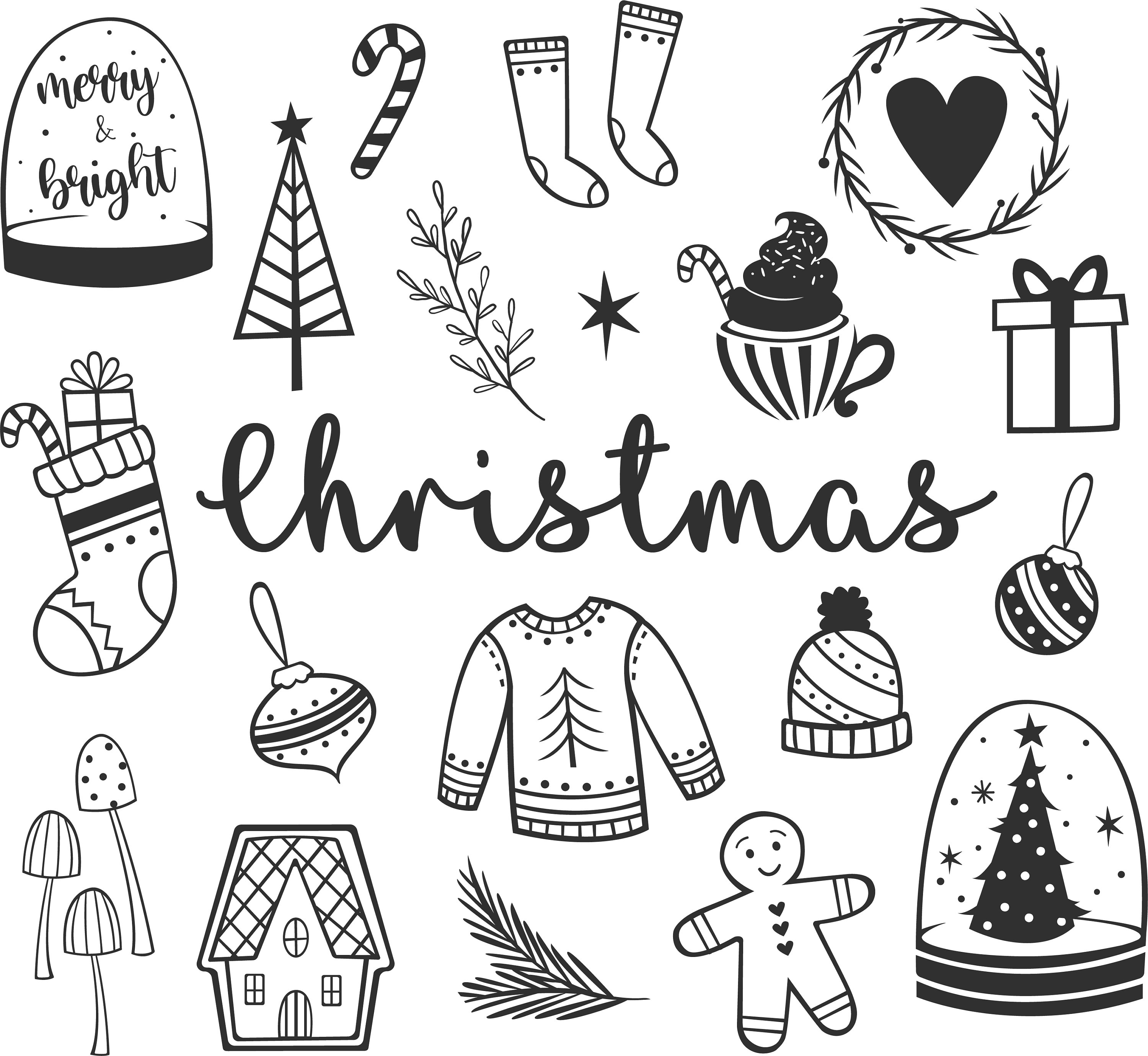 Christmas Doodles Clipart / Christmas Graphics / Cozy / Holiday Clipart ...