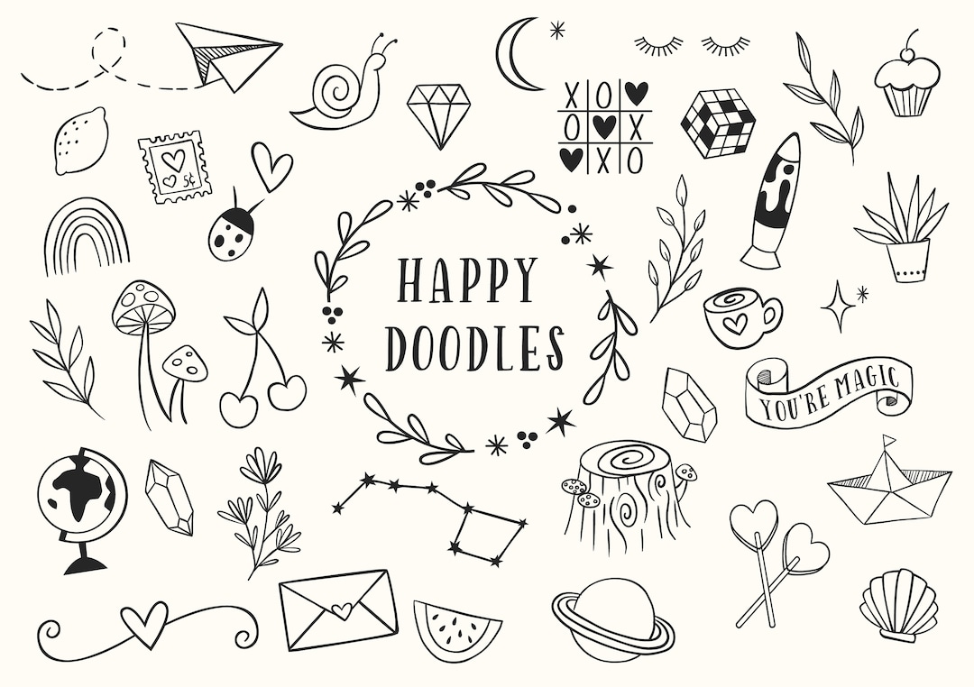 37 Happy Doodles Clip Art / Hand Drawn Doodles / Cute Drawings for ...
