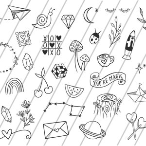 37 Happy Doodles Clip Art / Hand Drawn Doodles / Cute Drawings for ...